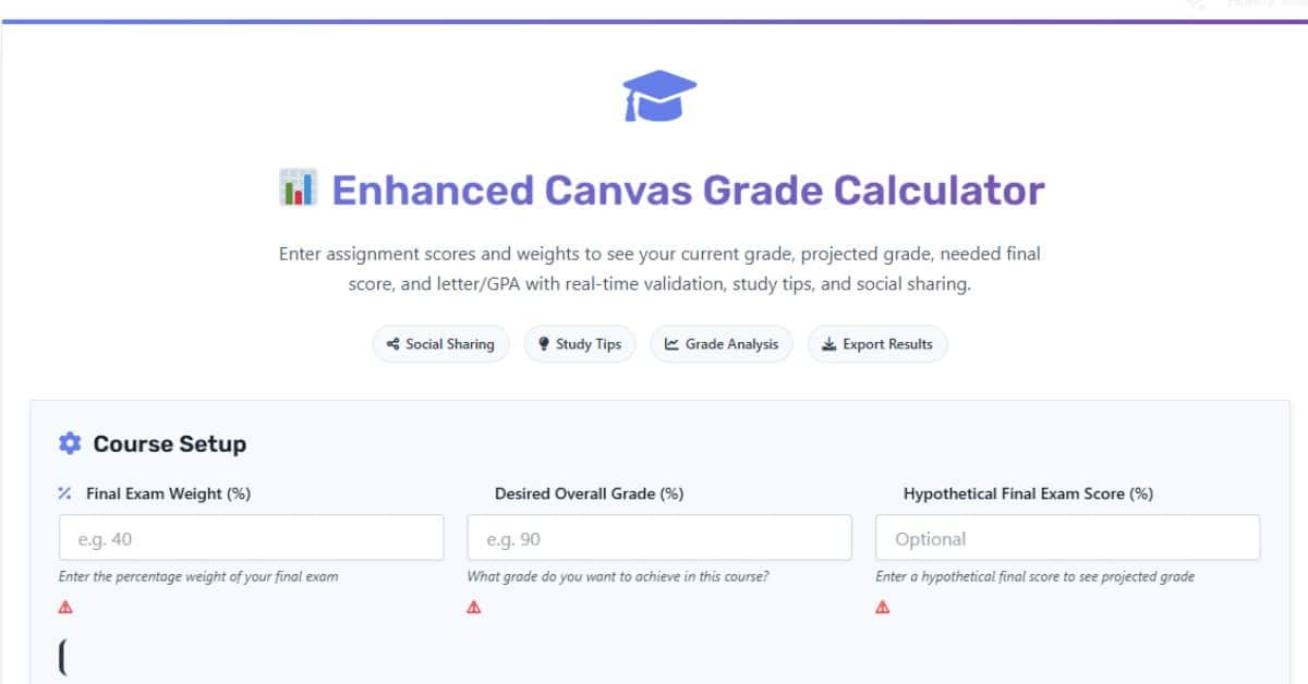 Canvas Weighted Score Calculator – Track Grades & Predict Finals